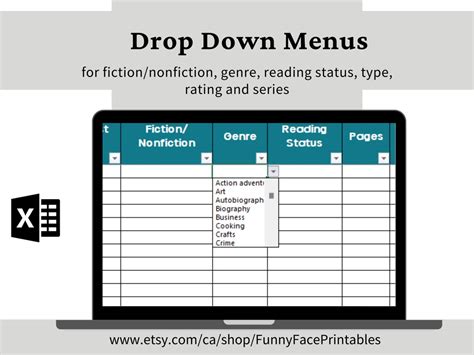 Excel Book Library Template Reading Log Tracker Excel Etsy Canada