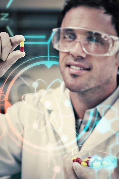 Premium Photo Science And Medical Graphic Against Male Scientist