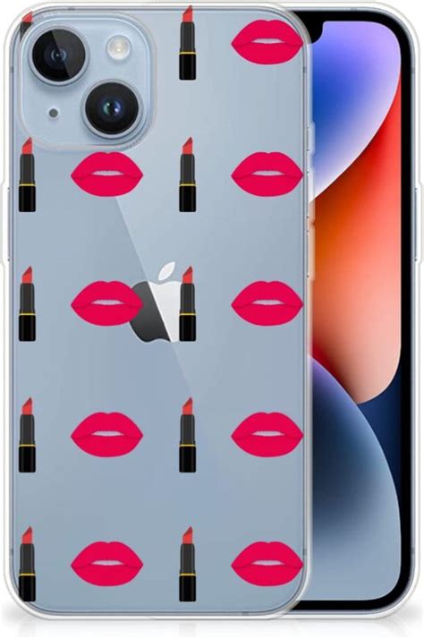 Telefoon Hoesje Geschikt Voor Iphone Silicone Hoesje Doorzichtig Lipstick Kiss Bol