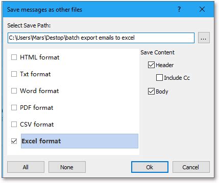 How To Export One Or Multiple Emails To Excel File In Outlook