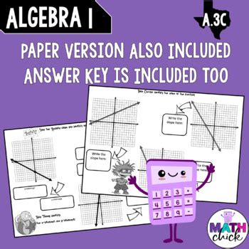 Algebra Graphing Equations And Identify Key Features A C Digital And Paper