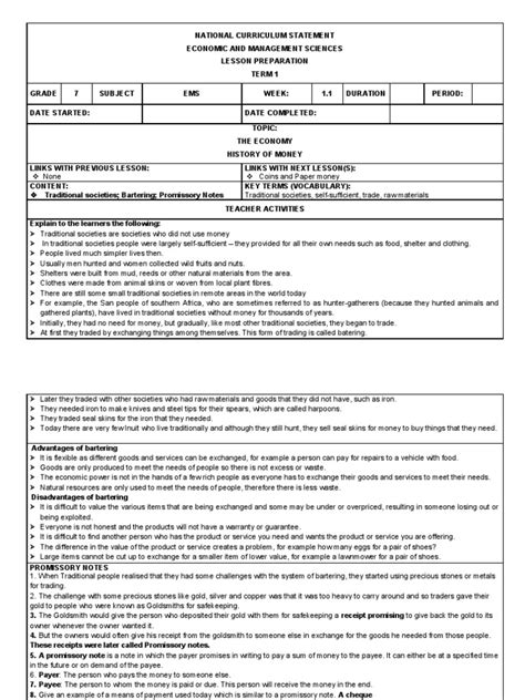 Week 11 Lesson Plan Pdf Payments Promissory Note