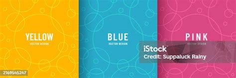 추상 선 원 모양 노란색 파란색 분홍색 배경에 겹치는 집합입니다 간단한 평면 연결 둥근 선 미래 지향적 인 개념 표지 템플릿 포스터 배너 웹 전단지 인쇄 광고에 사용할 수
