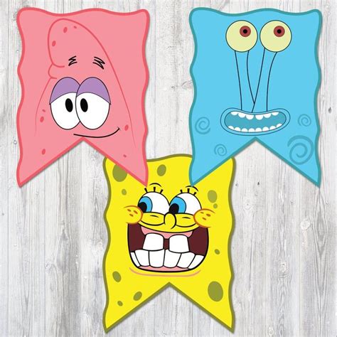 Happy Birthday Spongebob Inspired Banner Birthday Garland Etsy