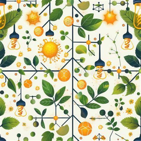 Symbolic Seamless Pattern Science Research Green Energy Alternative Energy Stock Illustration