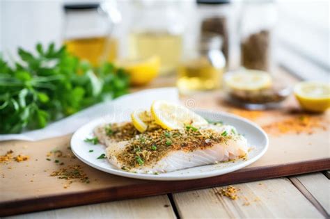Baked Cod Fillet With Lemon Pepper Seasoning Stock Illustration