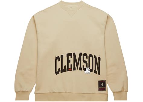 Travis Scott X Mitchell And Ness Clemson Tigers Pullover Sweatshirt Tan