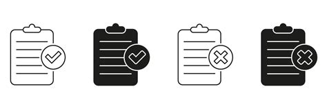 Clipboard With Check And Cross Marks Line And Solid Icon Set Task
