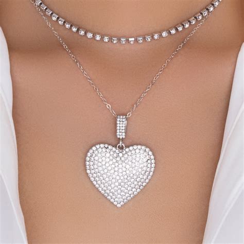 Crystal Peyton Heart Necklace Silver Love Stylize