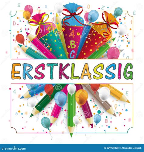 Erstklassig Candy Cones Pencils Letters Balloons Cover Vector Illustration
