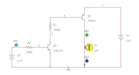 Two Transistor Circuit Multisim Live