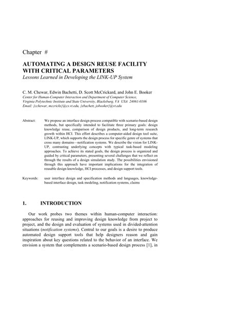Pdf Automating A Design Reuse Facility With Critical Parameters