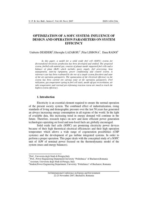 Optimization Of A Sofc System Influence Of Design And Operation