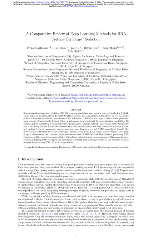Pdf A Comparative Review Of Deep Learning Methods For Rna Tertiary Structure Prediction