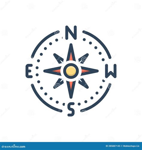 Color Illustration Icon For West Compass And Discovery Stock Vector