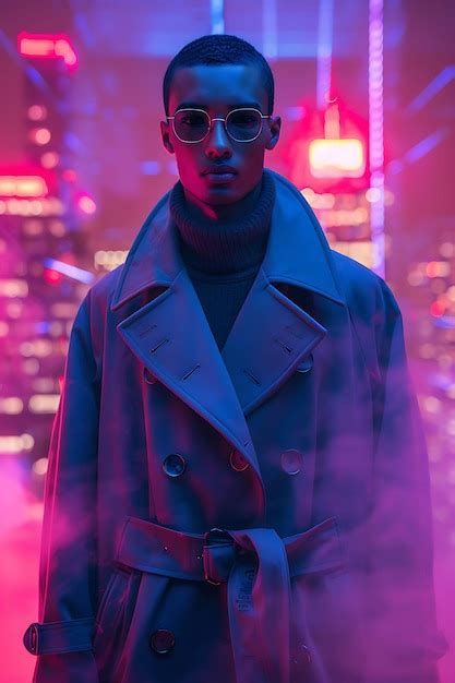 Premium Photo Photo Of Tall Male Model With Illuminated Trench Coat Fashion Brazili Collage
