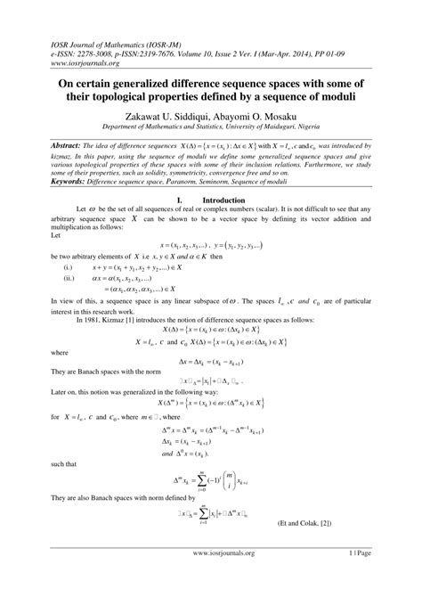 Pdf On Certain Generalized Difference Sequence Spaces With Some Of