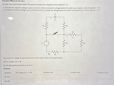 Solved Transient Effects In Circuits I Consider The Circuit Chegg