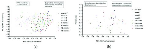 Pca On Oral Microbiome Over Time For Patients Who Did Not A And Did