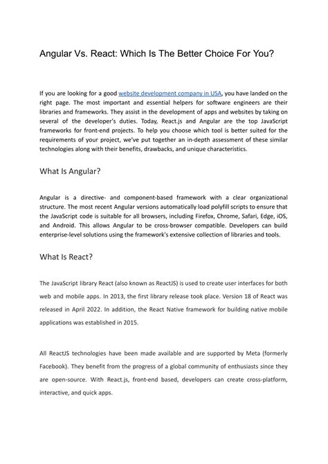 ppt angular vs react which is the better choice for you docx