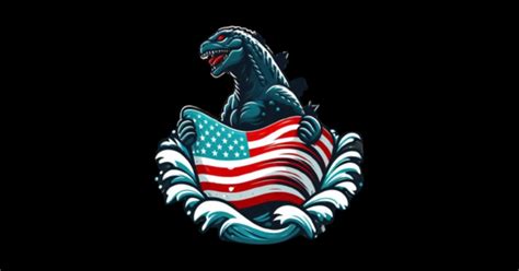 Godzilla Flag Godzilla Flag Sticker Teepublic