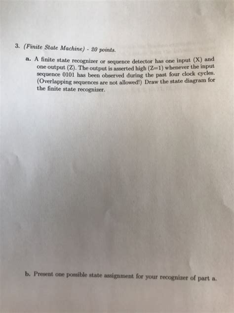 Solved A A Finite State Recognizer Or Sequence Detector Has