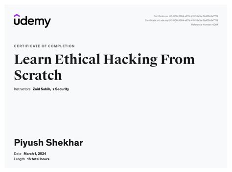 Finished Ethical Hacking With Udemy Piyush Shekhar Posted On The Topic Linkedin