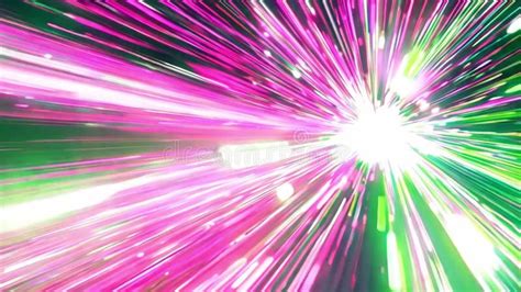 Vibrant Light Beams Radiate From A Central Point In A Colorful Explosion Of Pink Green And