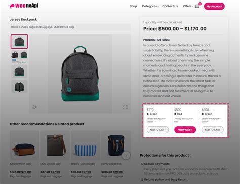 display product variations from woocommerce rest api on a reactjs