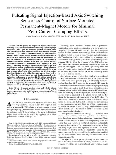 pdf pulsating signal injection based axis switching sensorless