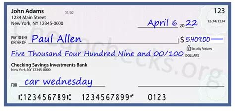 How To Write A Check For 5409 Dollars Cheap Checks