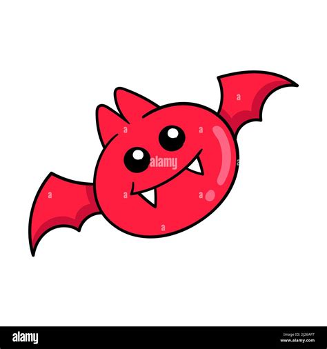 Flying Cute Face Red Bat Stock Vector Image And Art Alamy