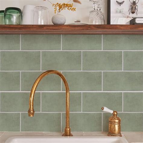 Subway Backsplash Tiles Sage Green Peel And Stick Floor Tile Etsy
