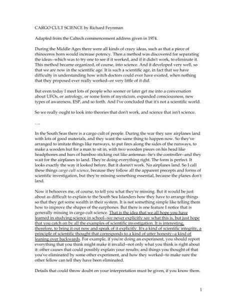 Cargo Cult Science By Richard Feynman