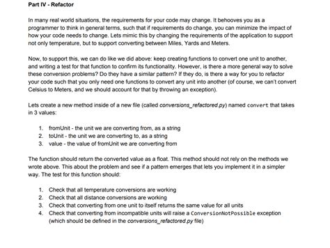 Solved Part Iv Refactor In Many Real World Situations The
