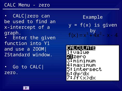 Ppt Calc Menu Zero Example Y Fx Is Given By Calczero Can Be