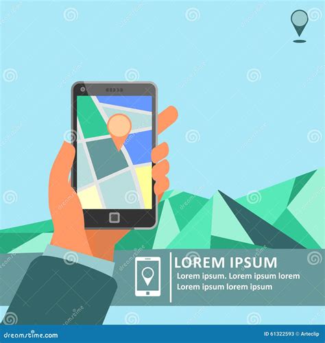 Mobile Gps Navigation On Mobile Phone With Map Poster Stock Vector