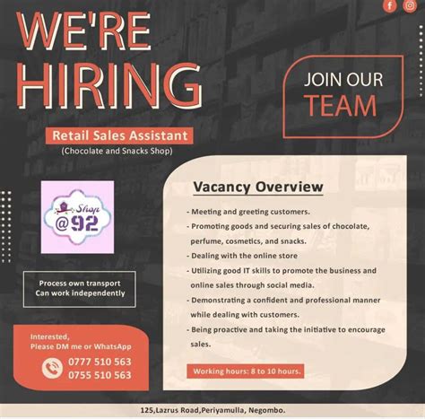 Retail Sales Assistant Jobseekerlk