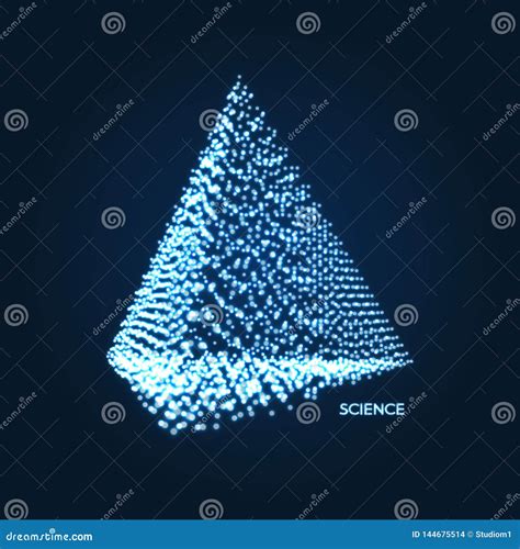 Pyramid Object With Dots Molecular Grid 3d Technology Style With