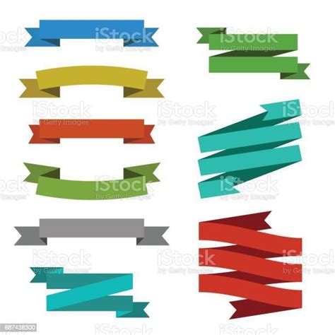 창의적인 현대 리본 배너 레이블 태그 웹 요소 서식 파일 집합입니다 레트로 빈티지 빈 화려한 배경 텍스트 판매 로고 스트라이프 밴드 0명에 대한 스톡 벡터 아트 및 기타
