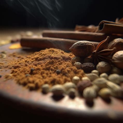 Premium Photo Spices In The Plate Dark Table Macro Shot In 8k