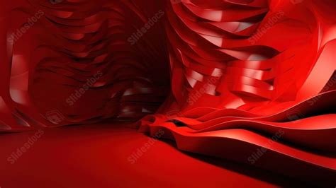 무료 포트폴리오 및 웹 디자인에 적합한 3d 렌더링의 추상 건축 파도가 있는 세련되고 현대적인 빨간색 Ppt 배경 Slidesdocs