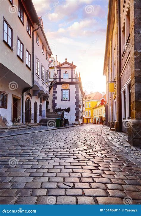 Repubblica Di Ceco Krumlov Pietre Per Lastricati Paved Vecchie Immagine Stock Immagine Di