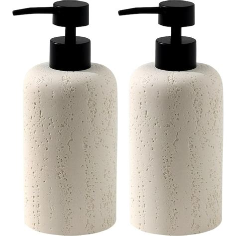 Paradigms Interiors 2 Pack 400ml Travertine Soap Dispenser Cream Resin