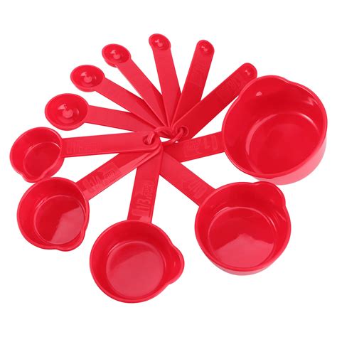 11pcs Red Measuring Cups And Spoon Set Bakers Supplies