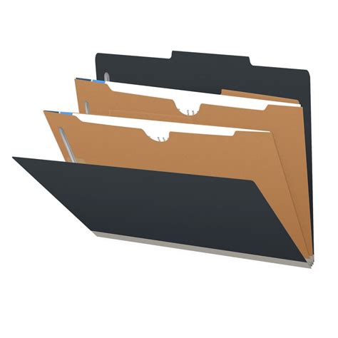 Black Letter Size Top Tab Two Pocket Divider Classification Folder With