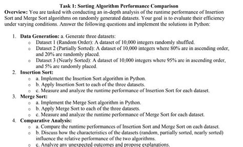 Solved Task 1 Sorting Algorithm Performance Comparison Overview