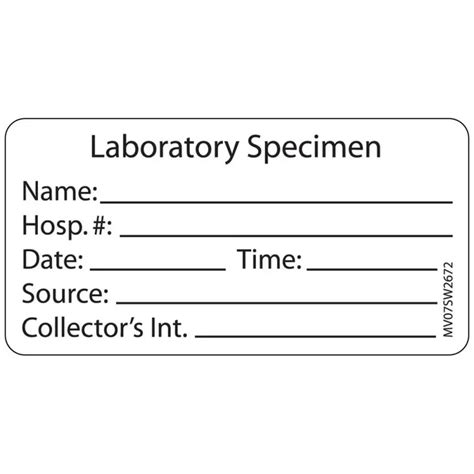 Label Paper Removable Laboratory Specimen 1 The Atlantic Supply