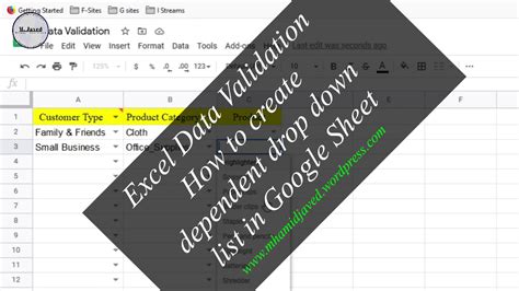 Excel Data Validation How To Create Dependent Drop Down List In Google Sheet Data Validation