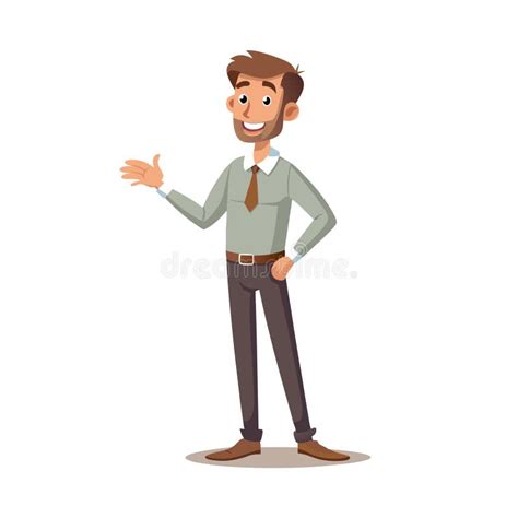 Cartoon Businessman Explaining Concept Presenting Information Business Presentation And